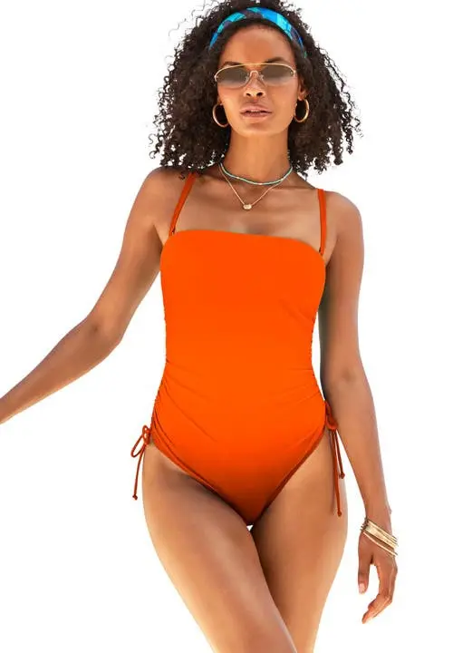 SWIMSUITS FOR ALL Bandeau One Piece Swimsuit - Papaya