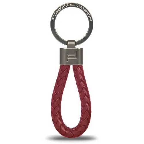 Porsche Design Key Ring With Braided Leather Strap - Carmine Red