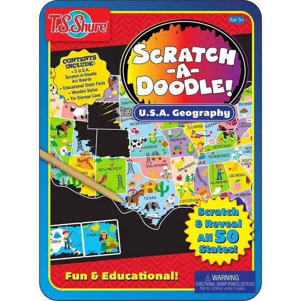 Bendon T.s. Shure Scratchadoodle Usa Learning Tin - Multicolored