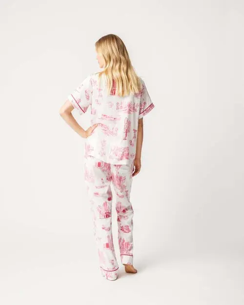 KATIE KIME Atlanta Toile Pajama Pants Setstylish Comfort For Home And Sleep - Red
