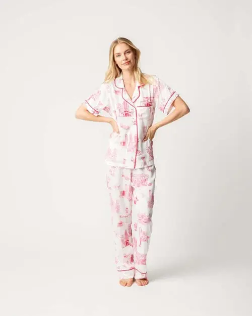 KATIE KIME Atlanta Toile Pajama Pants Setstylish Comfort For Home And Sleep - Red