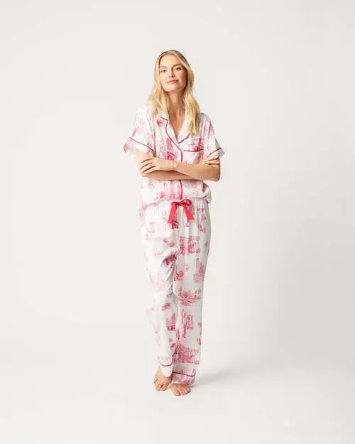 KATIE KIME Atlanta Toile Pajama Pants Setstylish Comfort For Home And Sleep - Red