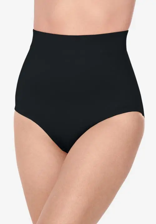 SECRET SOLUTIONS Power Shaper Firm Control High Waist Shaping Brief - Black