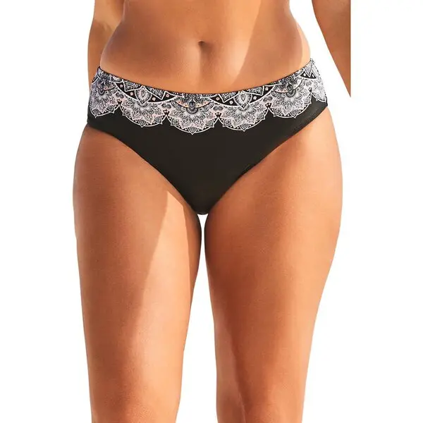SWIMSUITS FOR ALL Swim Hipster Brief - Black White Lace Print