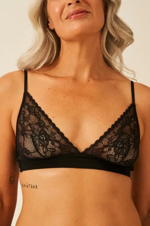 STRIPE & STARE Eco Lace Triangle Bra & Thong Set