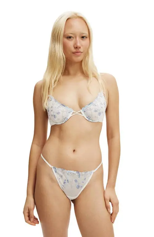 Cotton:on Margot Embroidered Mesh Underwire Bra - Coconut Milk