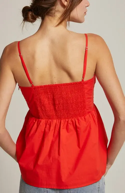 CRESCENT Pleated Babydoll Camisole Top - Poppy