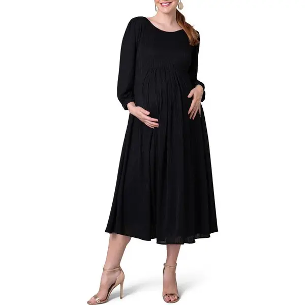 TIFFANY ROSE MATERNITY Isla Ribbed Jersey Midi Dress - Black
