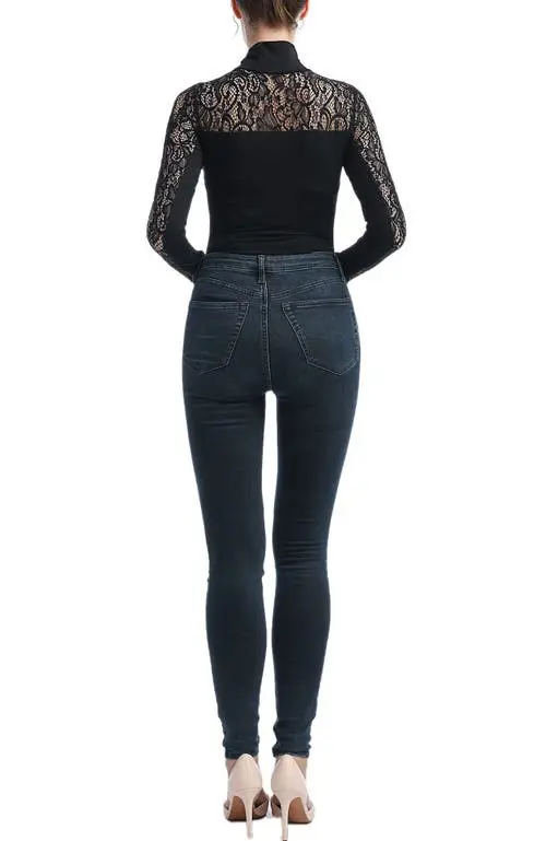 KIMI + KAI Lace Mock Neck Bodysuit