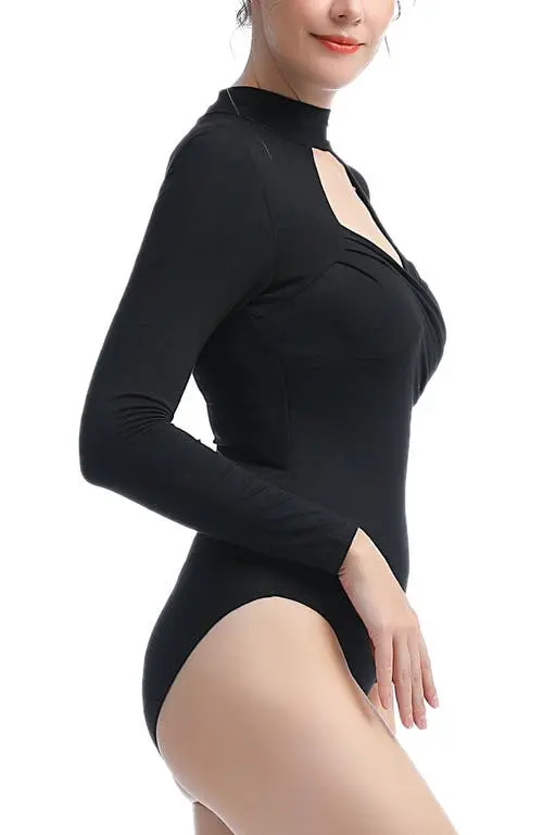 KIMI + KAI Faux Wrap Turtleneck Bodysuit