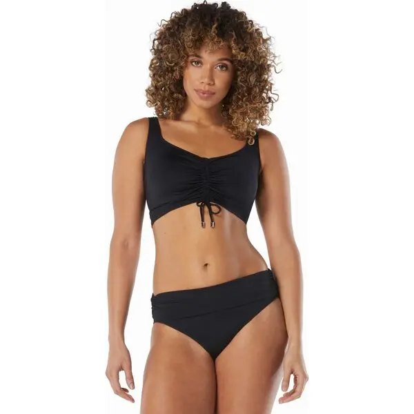 COCO REEF Solid Elevate Bra Sized Shirred Underwire Bikini Top - Cast-black