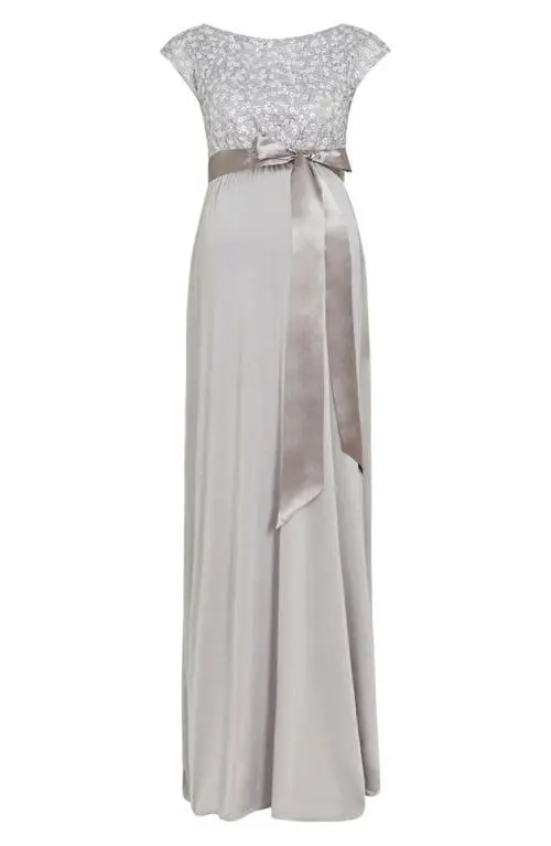 TIFFANY ROSE MATERNITY Mia Lace & Jersey Maternity Gown - Silver