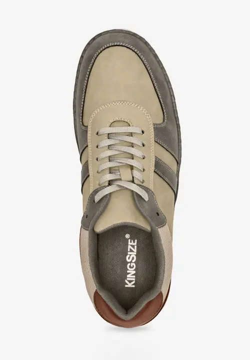 KINGSIZE Casual Lace-up Sneakers With Faux Leather Upper And Contrast Details