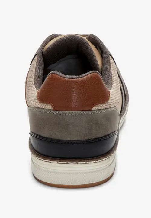 KINGSIZE Casual Lace-up Sneakers With Faux Leather Upper And Contrast Details
