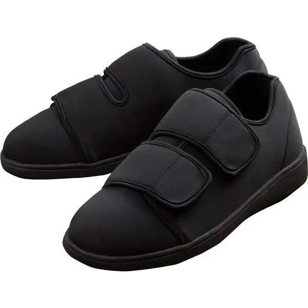KINGSIZE Extra Wide Antimicrobial Walking Shoe With Adjustable Straps - Black