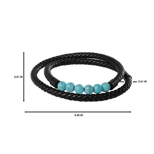 Lucky Brand Braided Leather Bracelet With Turquoise Beads