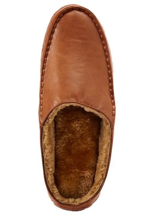 KINGSIZE Fur-lined Clog Slippers - Chestnut