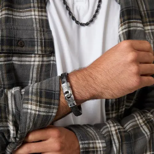 Lucky Brand Braided Leather Bracelet With -tone Clasp