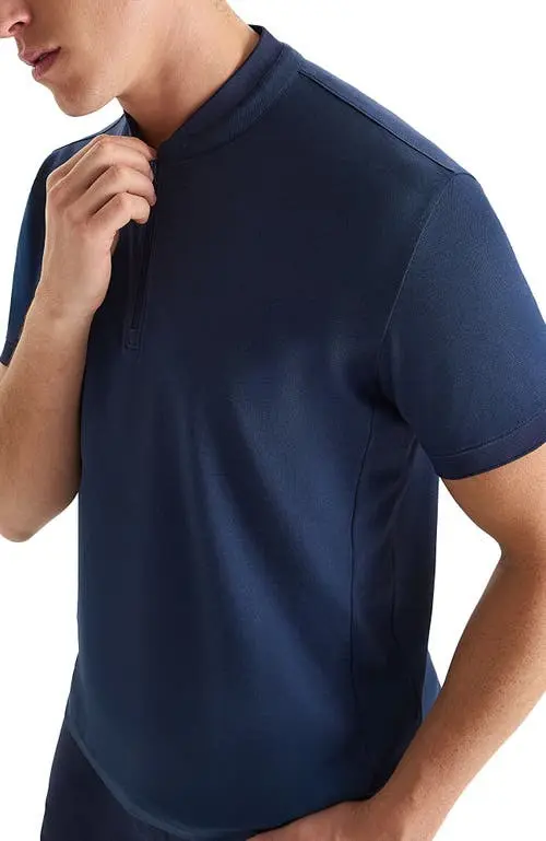 URBAN PERFORMANCE Pima Cotton Tech Piquet High Neck Polo - Navy