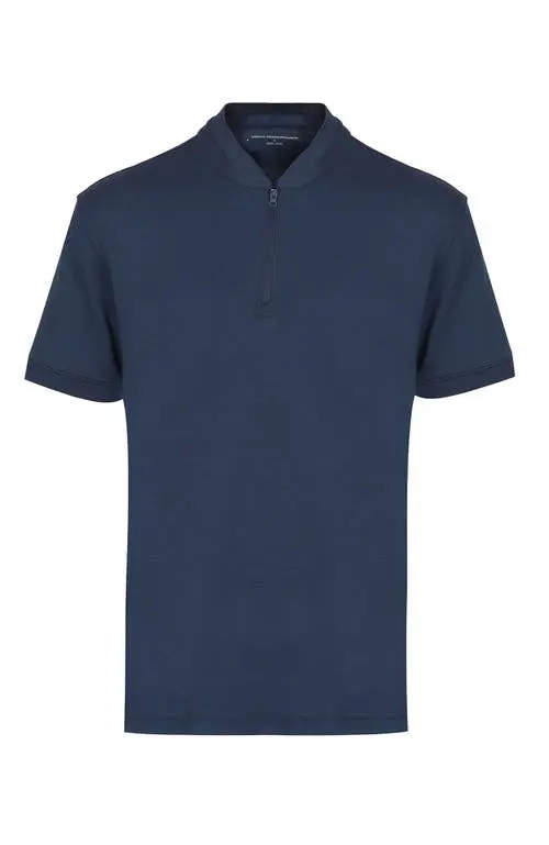 URBAN PERFORMANCE Pima Cotton Tech Piquet High Neck Polo - Navy