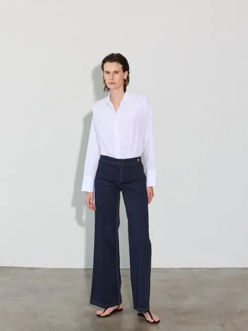 CALLAS MILANO Cotton Stretch Flare Trouser - Blue