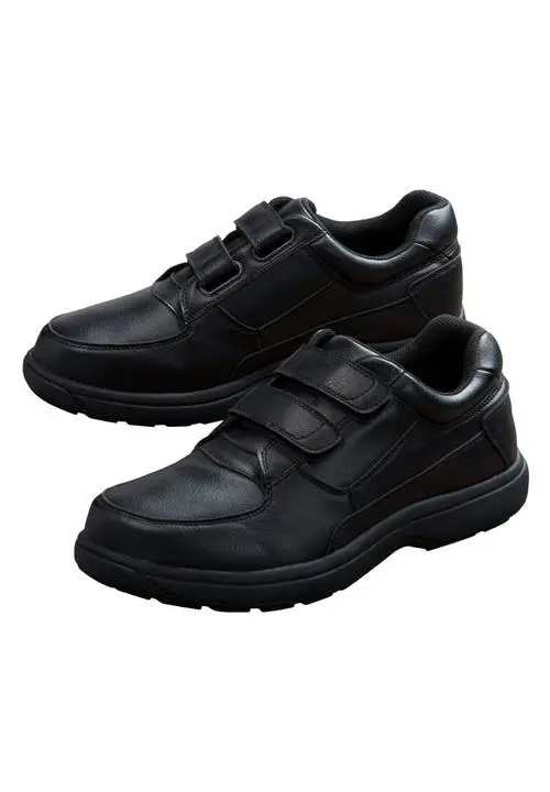 KINGSIZE Double Adjustable Strap Comfort Walking Shoe - Black