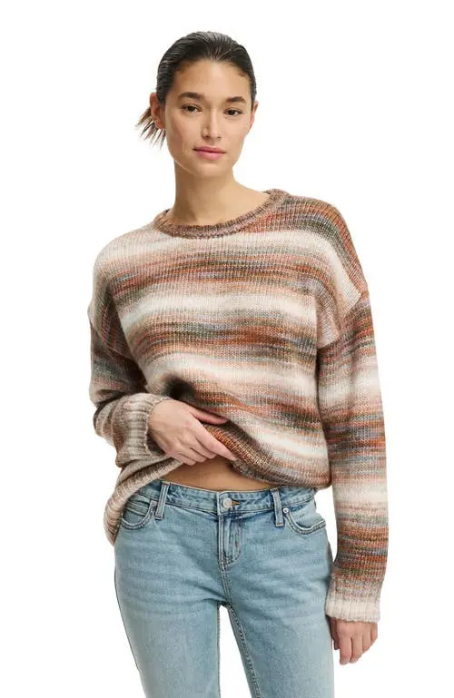 COTTON ON Luxe Crew Neck Sweater - Cinnamon Stripe