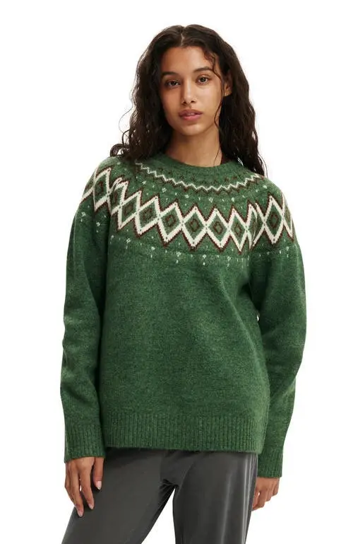 COTTON ON Luxe Crew Neck Sweater - Fairisle