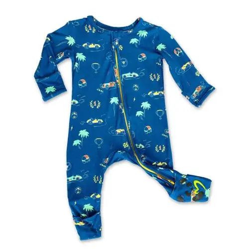 BELLABU BEAR Baby Convertible Footie - Monaco Blue