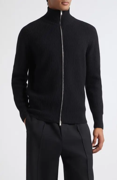 John Smedley Mallam Recycled Cashmere & Merino Wool Zip Cardigan - Black