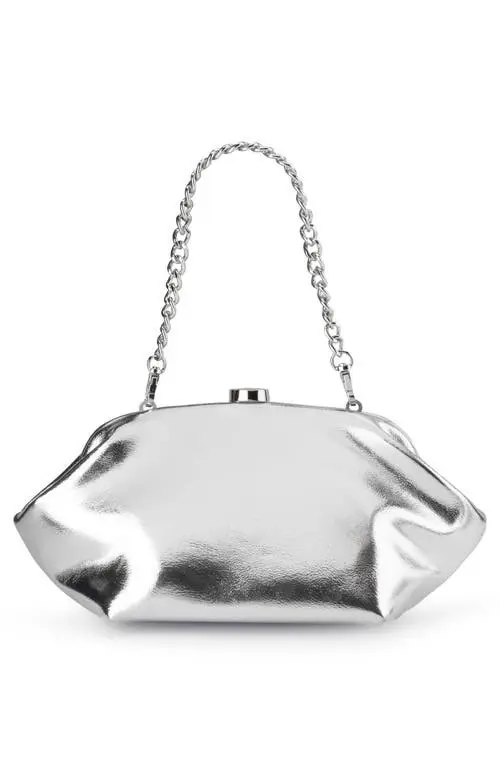 OLGA BERG Metallic Faux Leather Frame Clutch - Silver