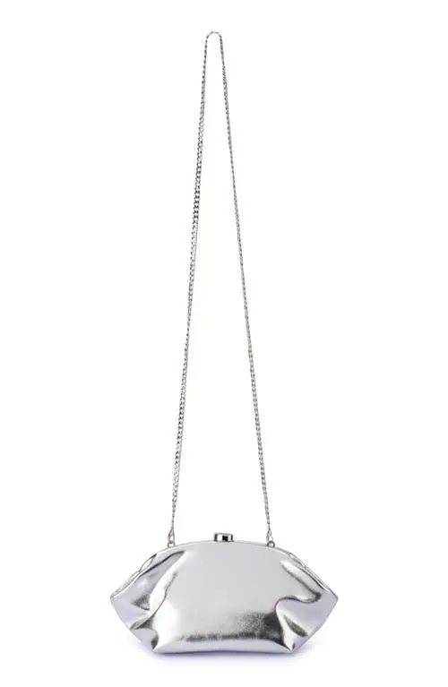OLGA BERG Metallic Faux Leather Frame Clutch - Silver