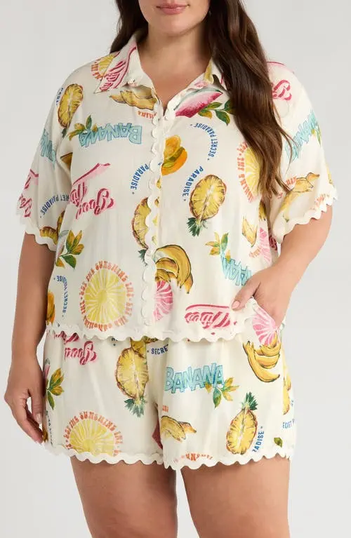 SUGARLIPS Zion Paradise Rickrack Button-up Shirt