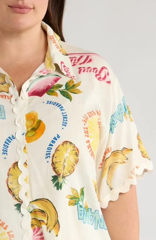 SUGARLIPS Zion Paradise Rickrack Button-up Shirt