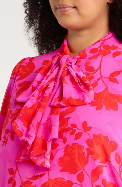 SUGARLIPS Kensie Etienne Floral Tie Neck Top