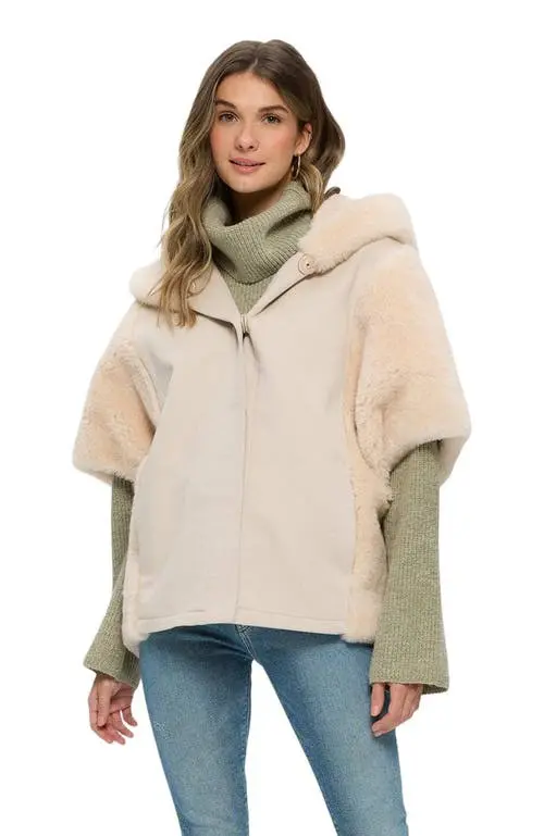 Gorski Cashmere Jacket With Genuine Shearling Trim - Light Beige
