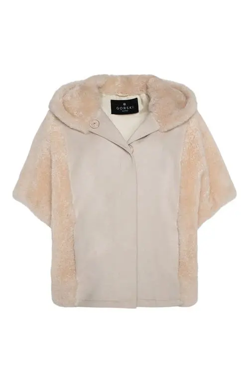 Gorski Cashmere Jacket With Genuine Shearling Trim - Light Beige
