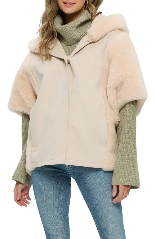Gorski Cashmere Jacket With Genuine Shearling Trim - Light Beige