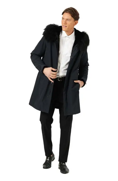 Gorski Parka With Genuine Shearling Trim - Navy/black