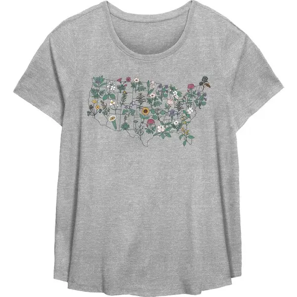 LOST GODS State Flower Map Graphic T-shirt