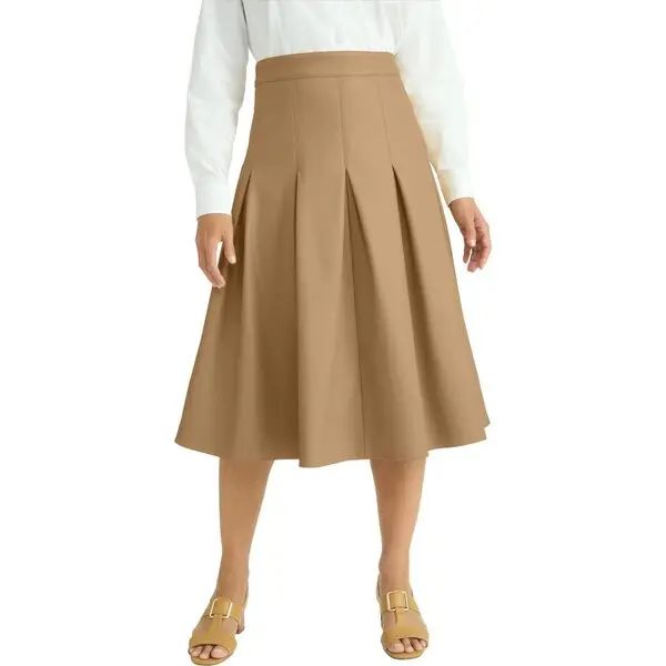 JESSICA LONDON Faux Leather Pleated Midi Skirt