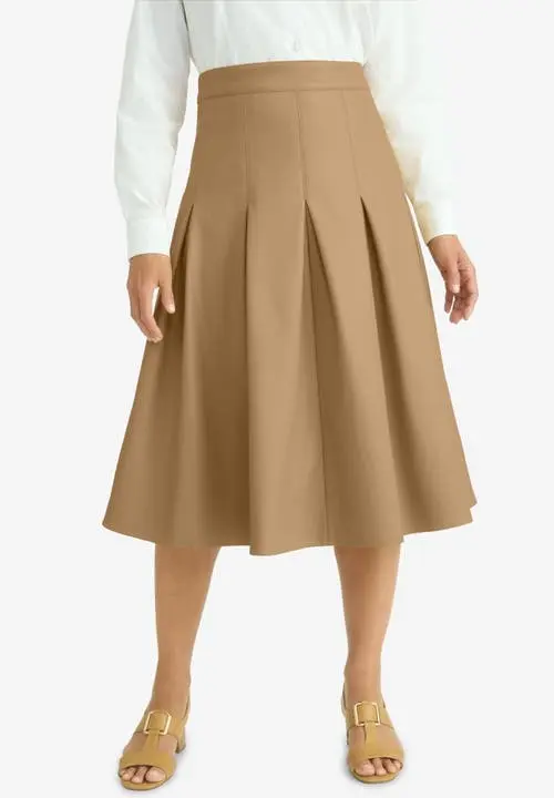 JESSICA LONDON Faux Leather Pleated Midi Skirt