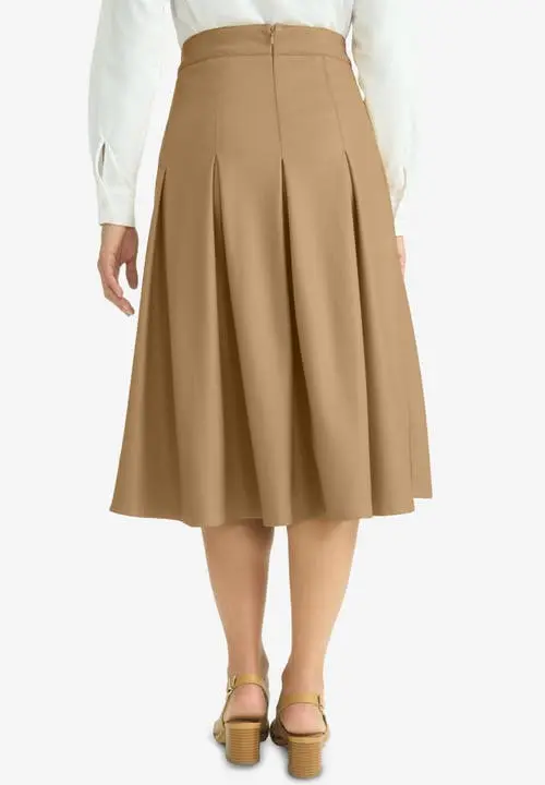 JESSICA LONDON Faux Leather Pleated Midi Skirt