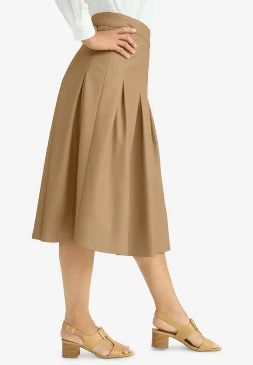 JESSICA LONDON Faux Leather Pleated Midi Skirt