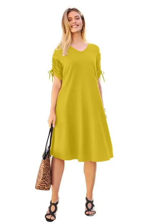 JESSICA LONDON Tie-sleeve Midi Dress - Golden Citrus