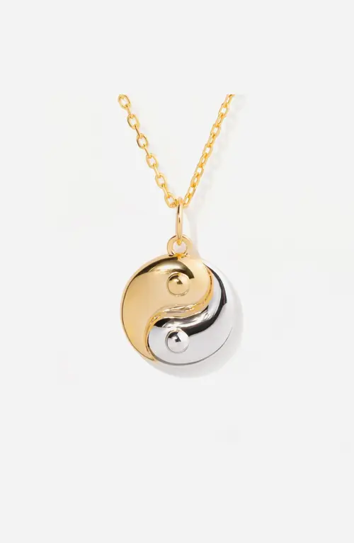 LITTLE SKY STONE Yin Yang Charm Necklace - Two Tone Gold/silver