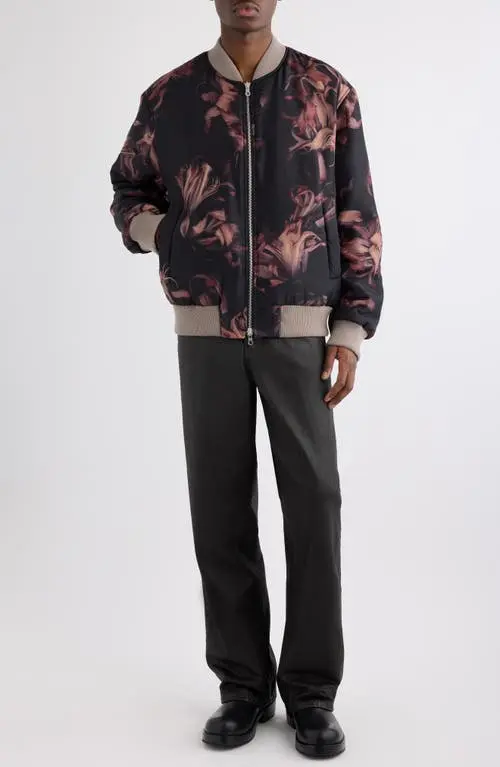 Dries Van Noten Volker Floral Reversible Satin Bomber Jacket