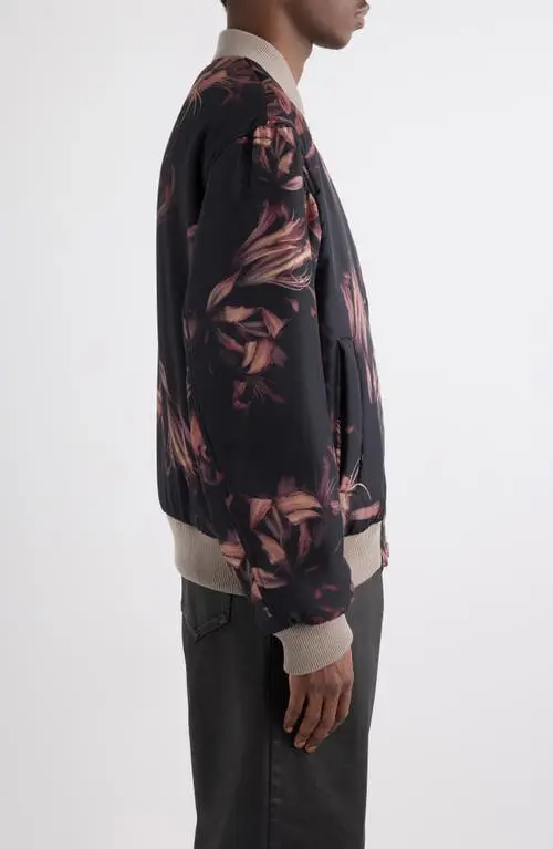 Dries Van Noten Volker Floral Reversible Satin Bomber Jacket