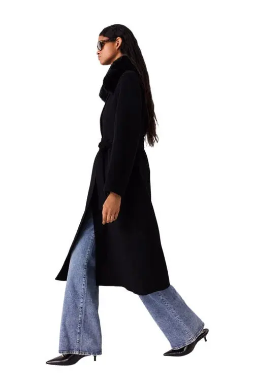 Maje Double-faced Coat With Removable Collar
