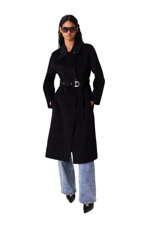 Maje Double-faced Coat With Removable Collar